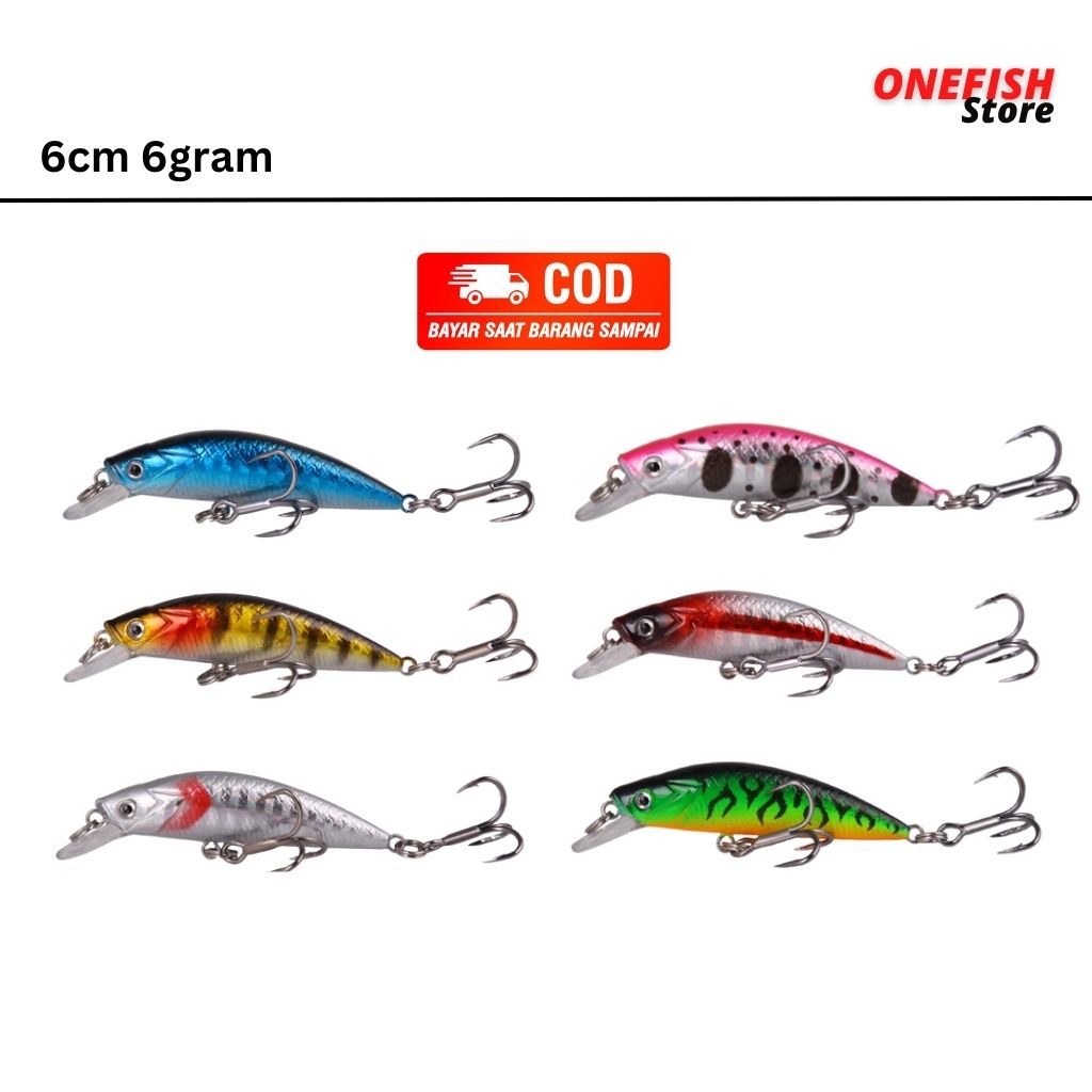 Jual Lure Casting Minnow 6cm 6gram Swimbait Ikan Bass Wobbler | Shopee ...
