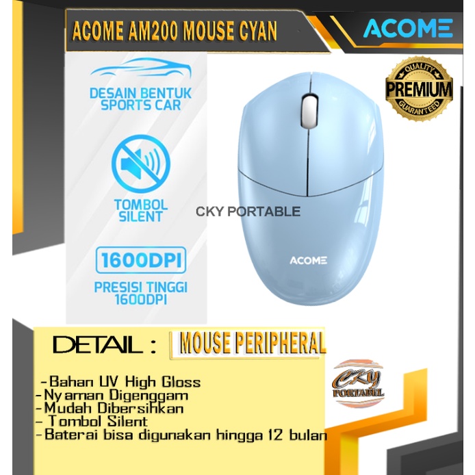 Jual ACOME WIRELESS MOUSE SILENT CLICK DESAIN SPORT CAR AM200 | Shopee ...