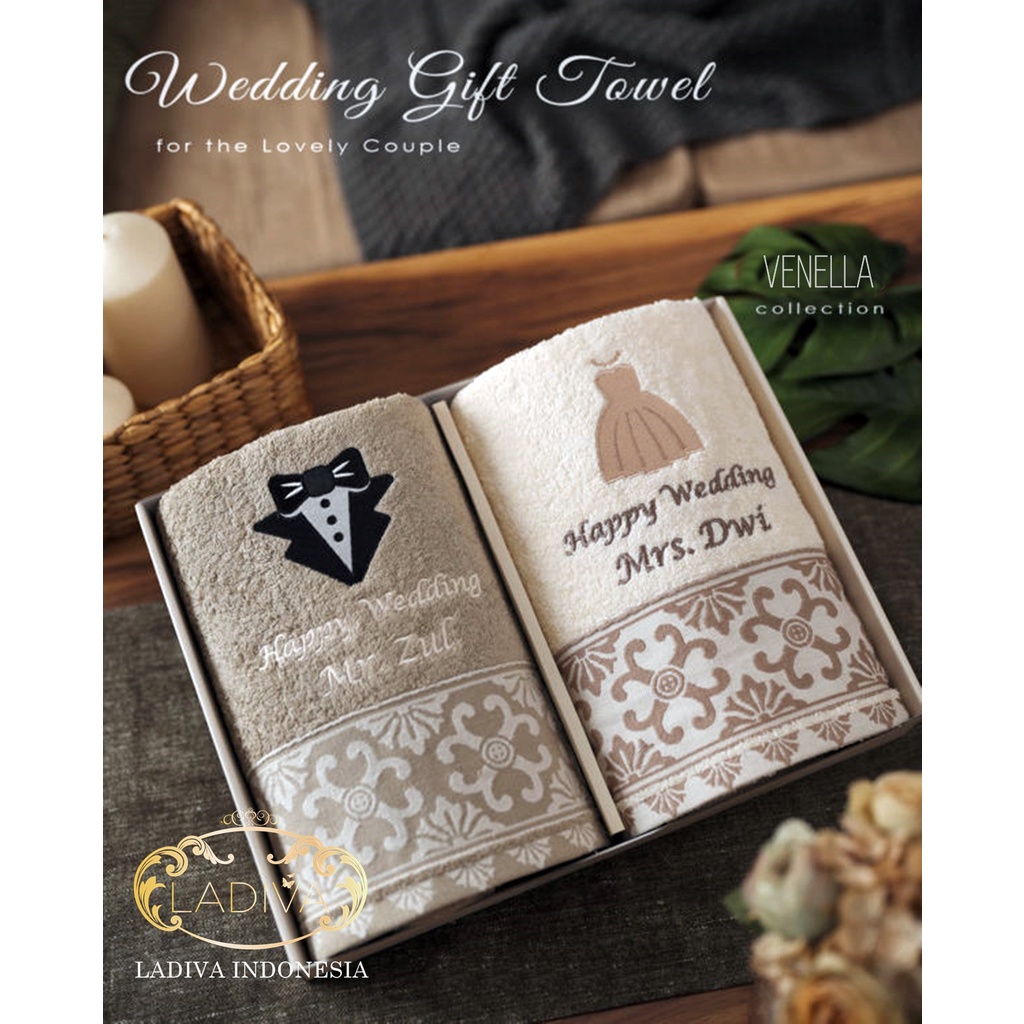 Jual Hampers Premium - Couple Handuk Premium Custom Nama Bordir Vanella ...