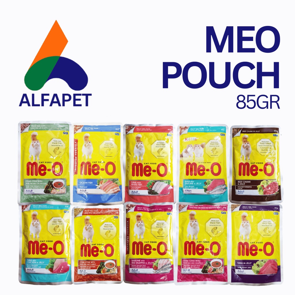Jual Meo pouch 80gr makanan kucing basah me-o sobek saset | Shopee ...