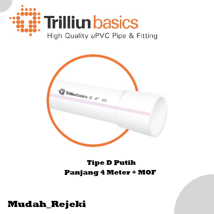 Jual Pipa uPVC Trilliun Basics D Putih 4 Meter MOF | Shopee Indonesia