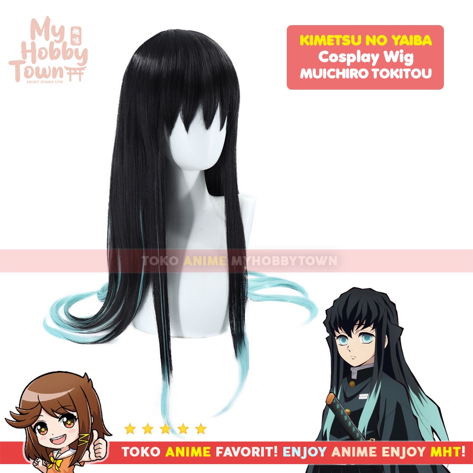 Jual Wig Cosplay Anime Kimetsu no Yaiba Demon Slayer : Muichiro Tokito ...
