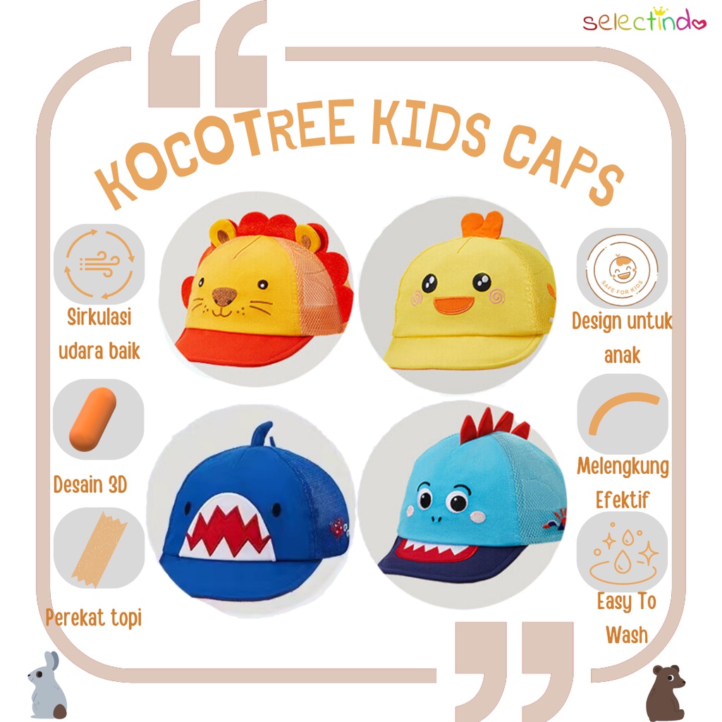 Jual Kocotree Topi Anak Animasi Hewan / Baseball Cap / Sinar UV ...