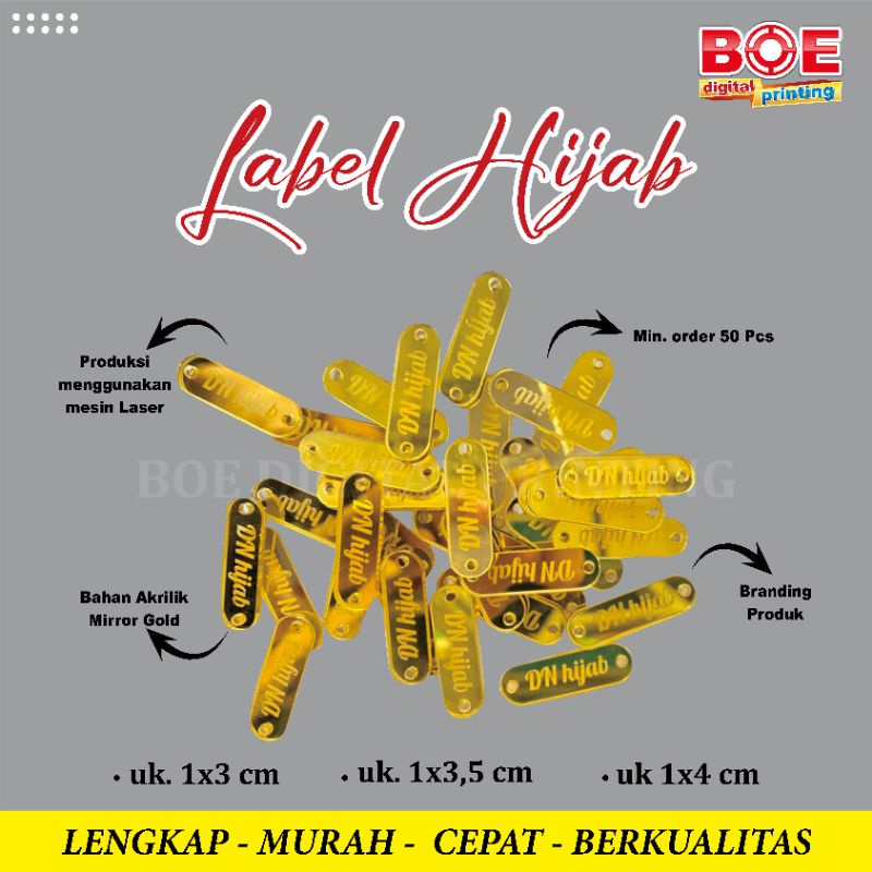 Jual Label Akrilik Label Produk Akrilik Hijab Label Branding Hijab Custom | Shopee Indonesia