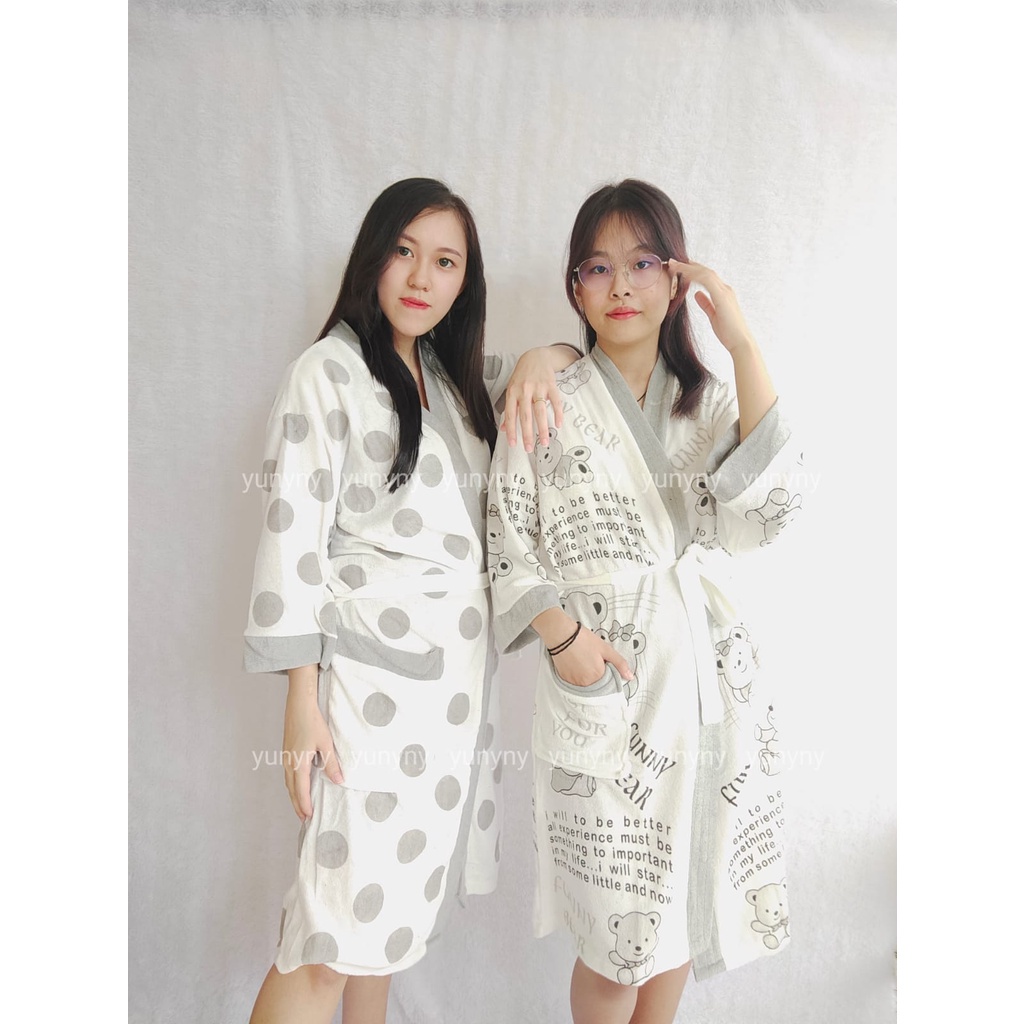 Jual Baju Handuk Kimono Mandi Wanita Dewasa Jumbo Motif Abu Tebal Murah ...