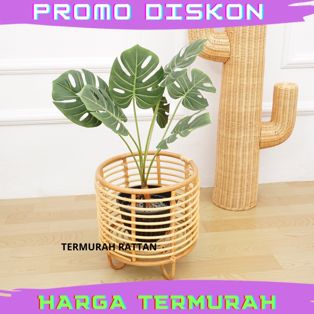 Jual STANDING POT ROTAN MINIMALIS PENDEK FINISHING MELAMIN MENGKILAP ...