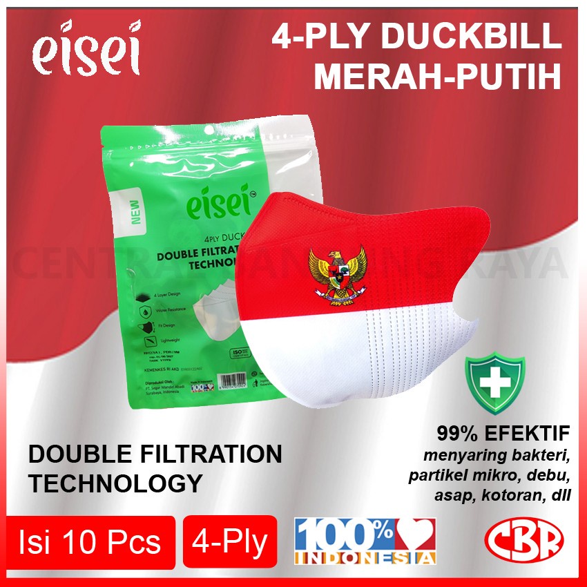 Jual EISEI Masker Medis Duckbill 4-Ply | Bendera Merah Putih Series ...