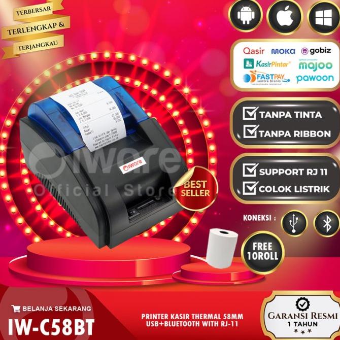 Jual Printer Kasir/PPOB Thermal 58mm C58BT/PRJ-580 Mokapos Bluetooth USB | Shopee Indonesia