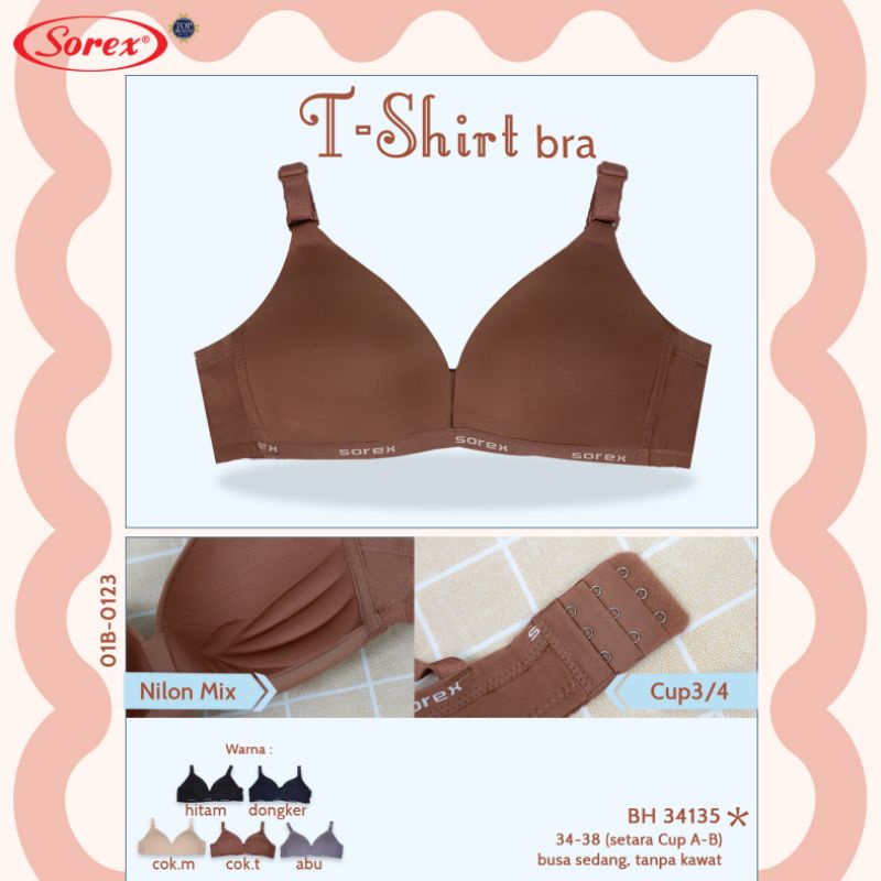 Jual Bra BH Sorex 34135 T Shirt Tanpa Kawat 34-38 Busa Tipis | Shopee Indonesia
