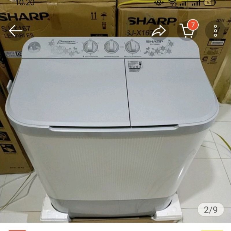 Jual Mesin Cuci Sharp 2 tabung EST 70 MW - EST 80 MW -EST 90 MW kapasitas 6,5 kg, 7 kg, 8 kg ...