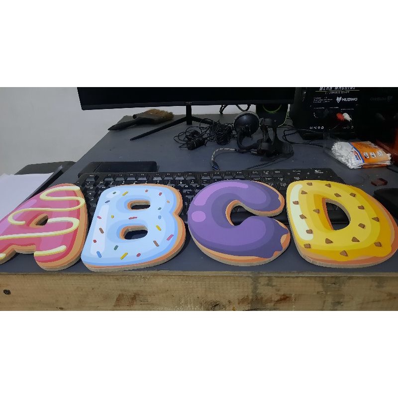 Jual Huruf satuan Motif Donat,cod murah dan berkualitas | Shopee Indonesia