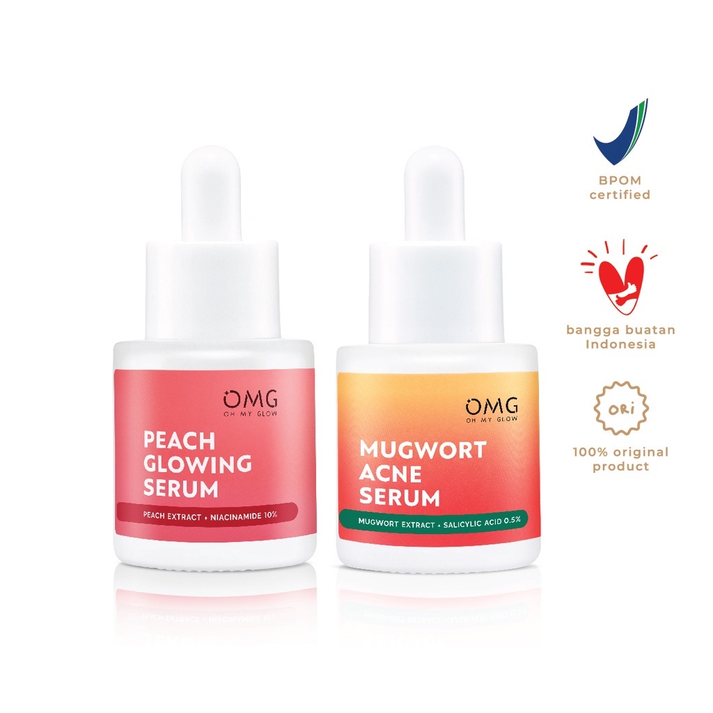 Jual OMG OH MY GLOW Peach Glowing Serum / Mugwort Acne Serum 20 ml | Shopee Indonesia