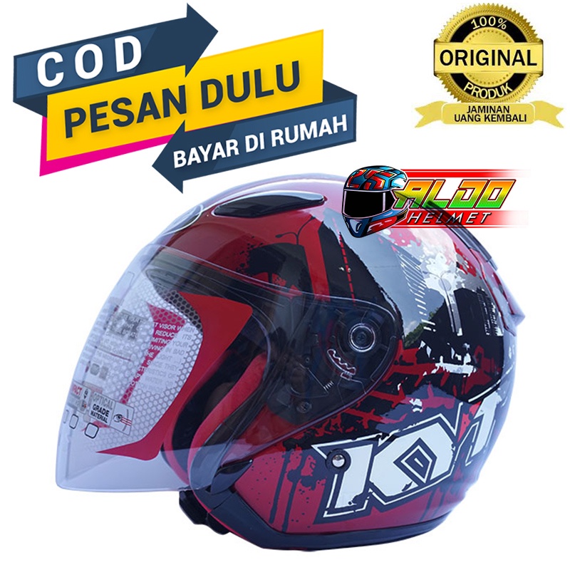 Jual KYT | HELM KYT DJ MARU MOTIF #10 RED MAROON BLACK | HALF FACE SNI DJMARU | HELMET KYT ...