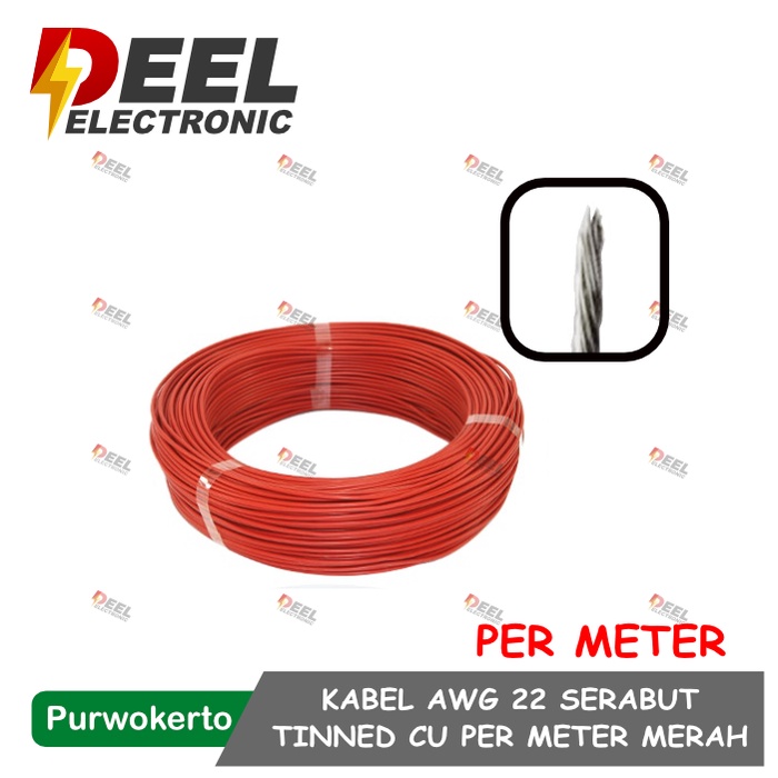 Jual KABEL AWG 22 SERABUT TINNED CU MERAH PER METER CABLE 22 AWG RED | Shopee Indonesia