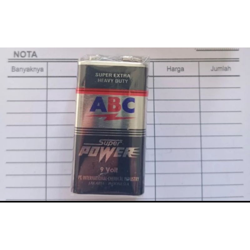 Jual Baterai kotak 9v ABC hitam superpower baterai mic avometer ...