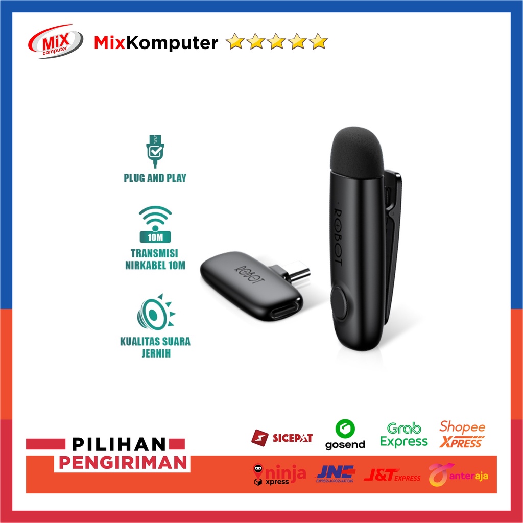 Jual Mic Wireless Microphone Bluetooth 5.1 Robot RS20 Clip On | Shopee ...