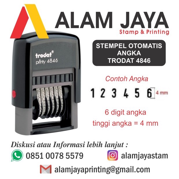 Jual Stempel Otomatis Angka Trodat 4846 (Stempel 6 digit tinggi angka 4 ...