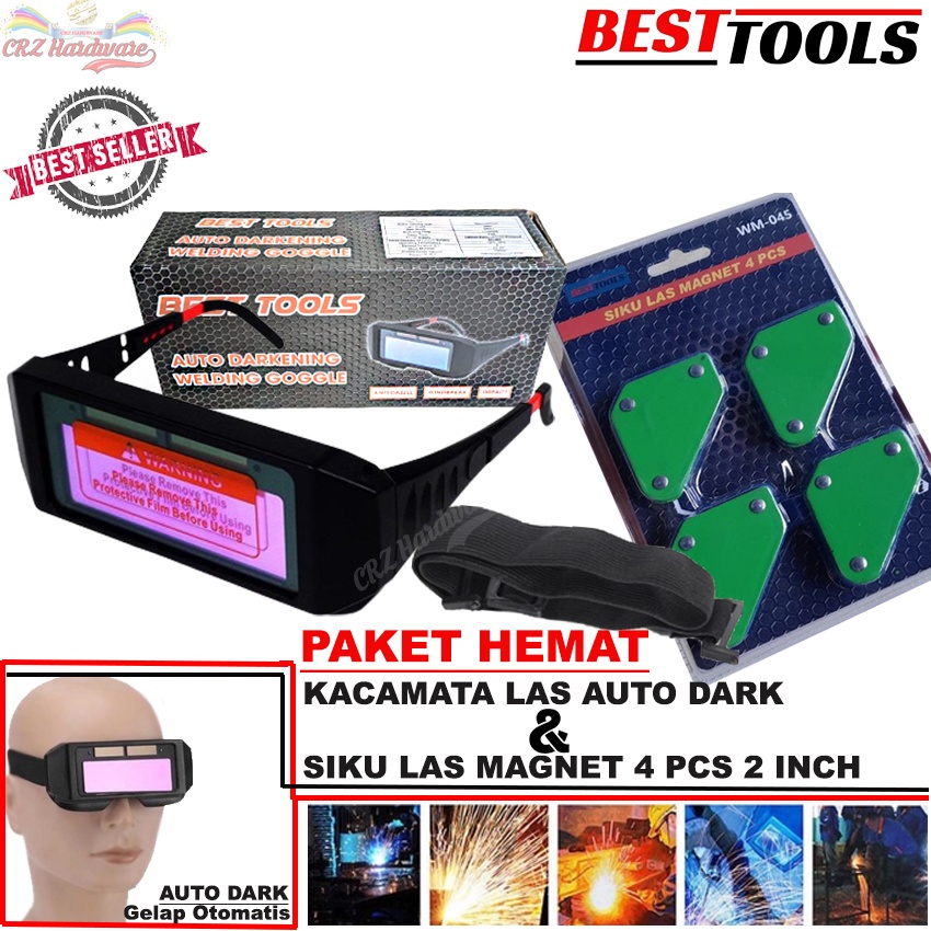Jual Paket Hemat Kacamata Las Otomatis Kaca Mata Las Auto Dark Dan Siku ...