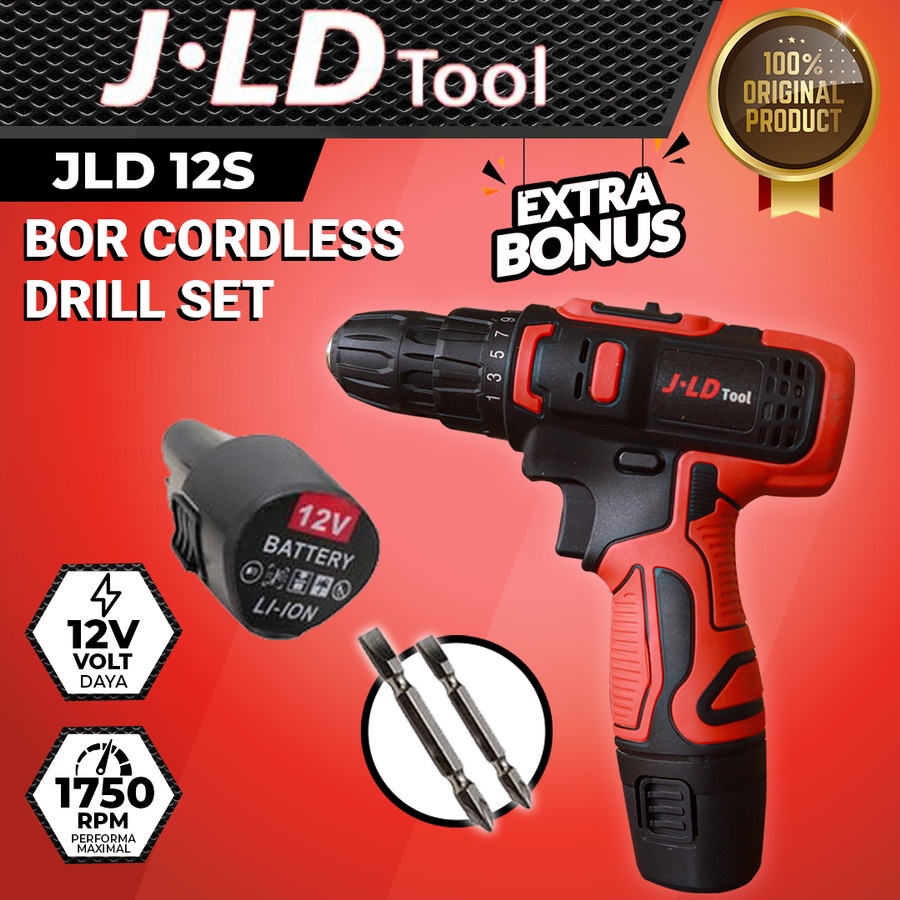 Jual Drill Driver Cordless JLD Tool 12S Mesin Bor Baterai Portable 10 ...