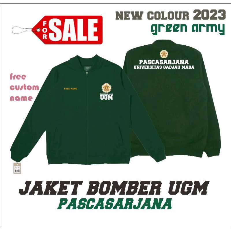 Jual Jaket Pascasarjana UGM Bomber Green Army New Edition Free Custom ...