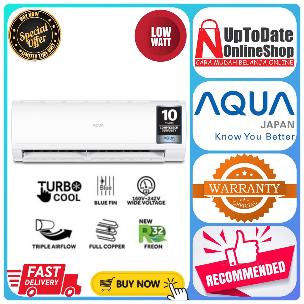 Jual AC AQUA AQA-KCR09FQDL/FQAL/FQDGL STANDARD 1 PK LOW WATT SUPER ...