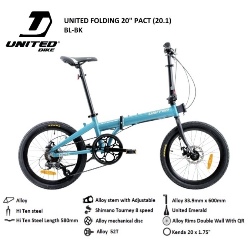 Jual Sepeda Lipat 20 inch United pact Alloy 8 Speed Shimano Tourney ...