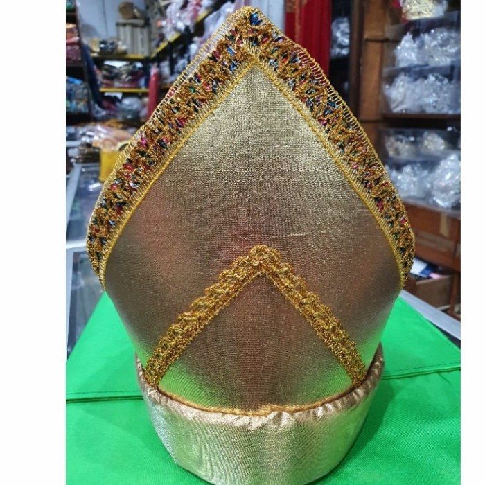 Jual topi tanjak adat melayu / topi segitiga padang - GOLD, Dewasa ...