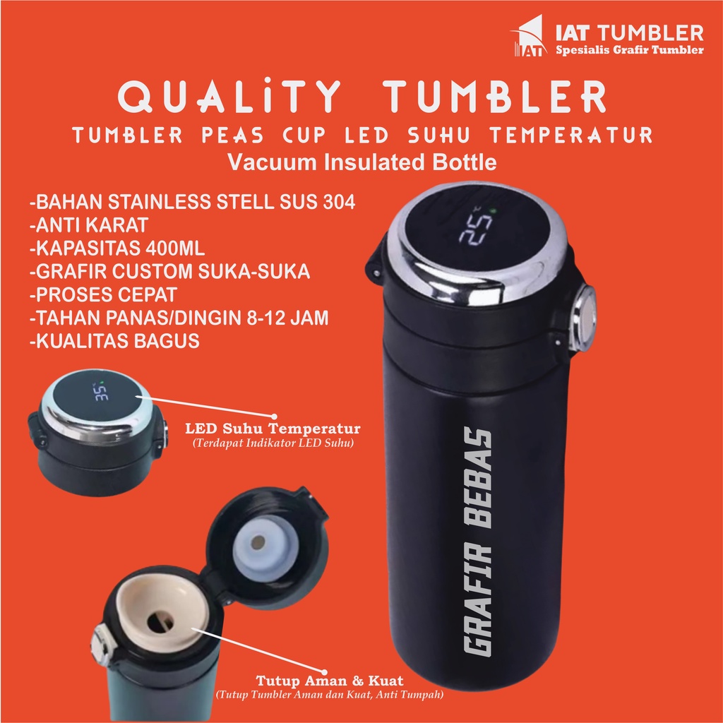 Jual Tumbler Peas Cup LED Suhu Temperatur, Thumbler Peas Cup LED Suhu ...