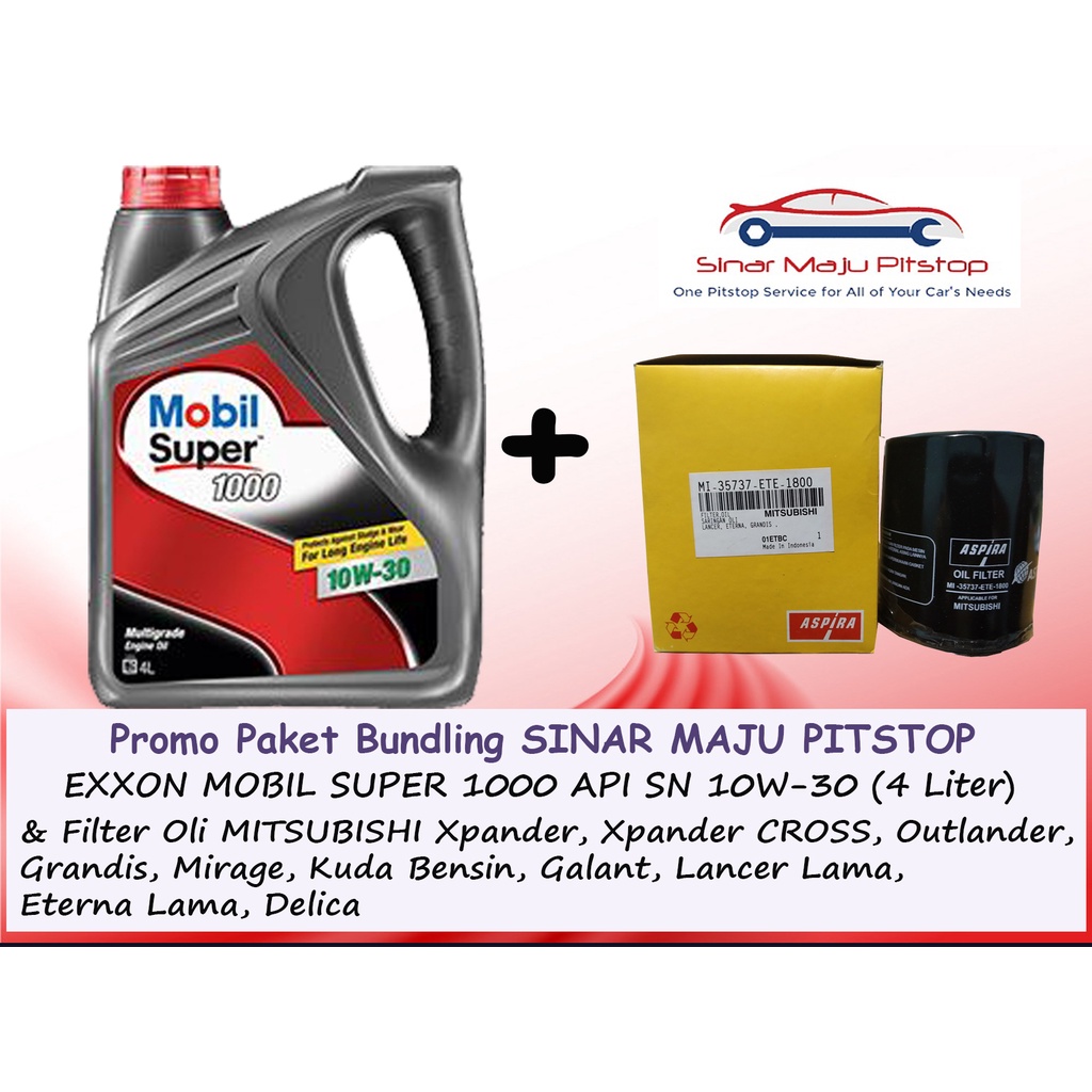 Jual Paket Bundling Oli MOBIL 1 SUPER SAE 10W-30 API SN 4 Liter ...