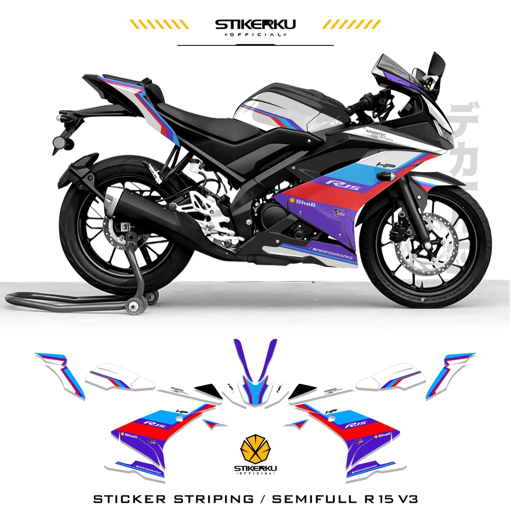 Jual STRIPING R15 V3 SEMIFULL / R15 V3 MOTIF 4 THREE COLOR / SEMIFULL ...