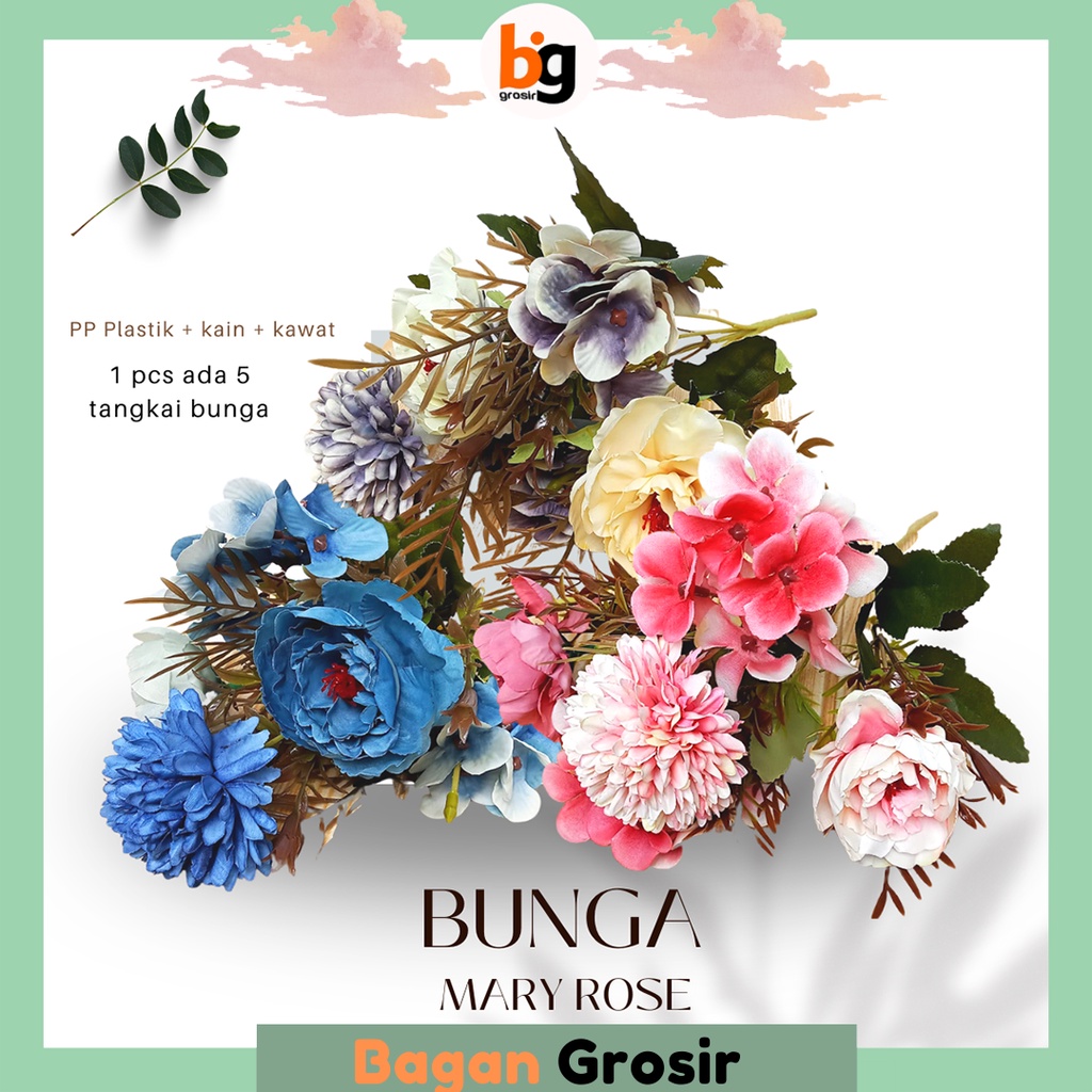 Jual BG Bunga Tangkai Hydrangea Bunga Hortensia Palsu Artifcial ...