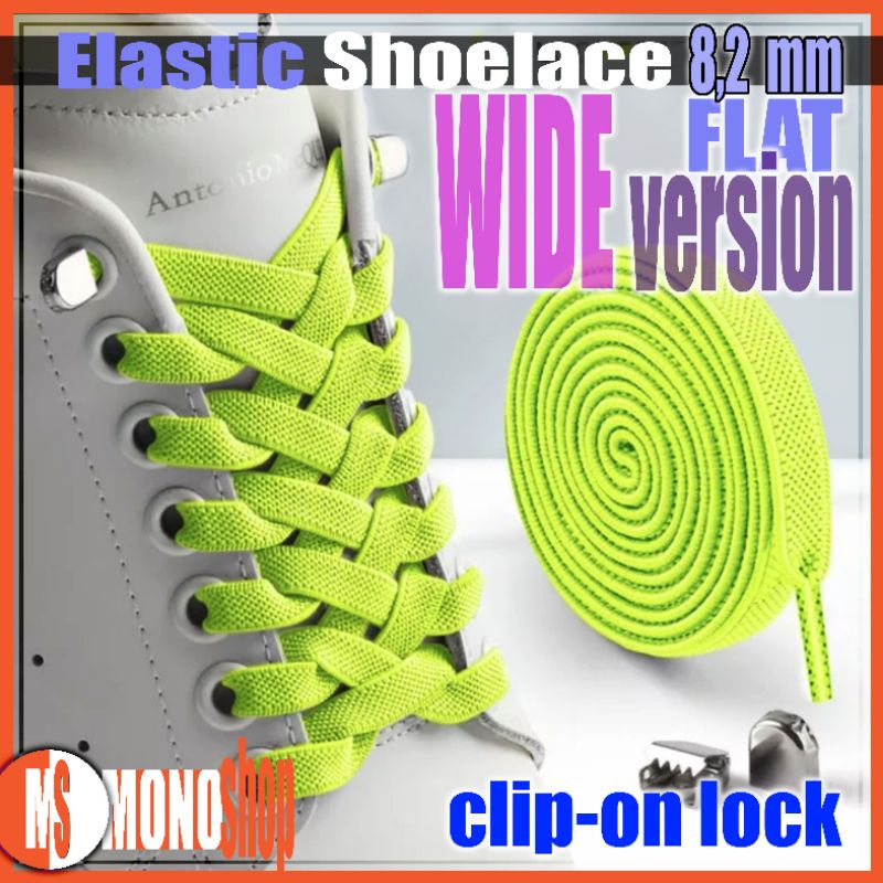 Jual tali sepatu elastis lebar model flat dengan clip on lock | Shopee ...