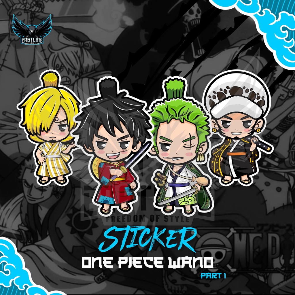 Jual Stiker Anime Karakter Lucu Chibi One Piece Wano Bahan Vinyl ...
