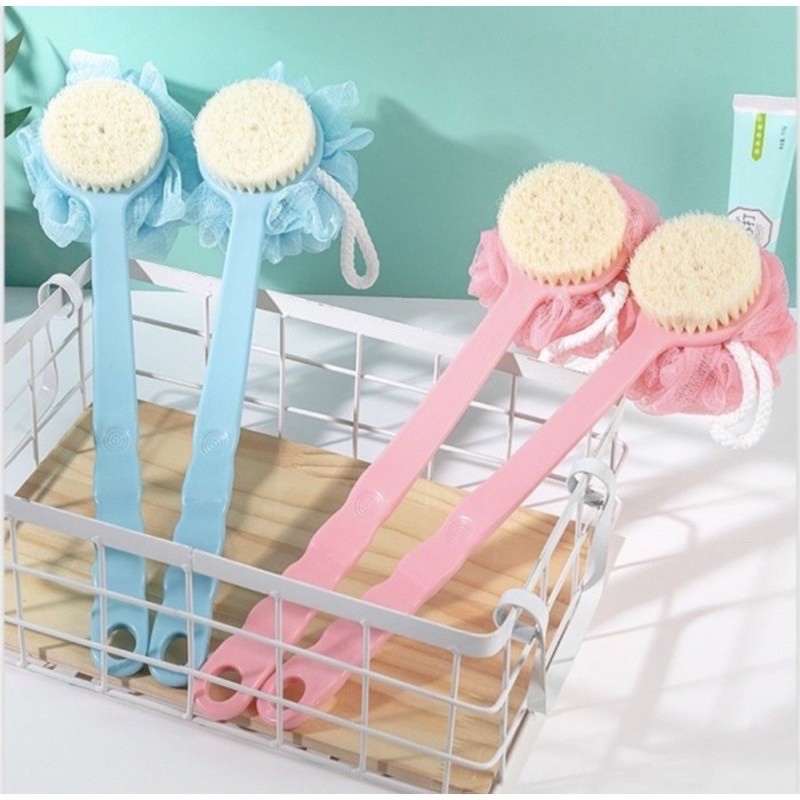 Jual Sikat Mandi Dua Sisi Gagang Panjang Shower Puff Sikat Punggung 2 ...