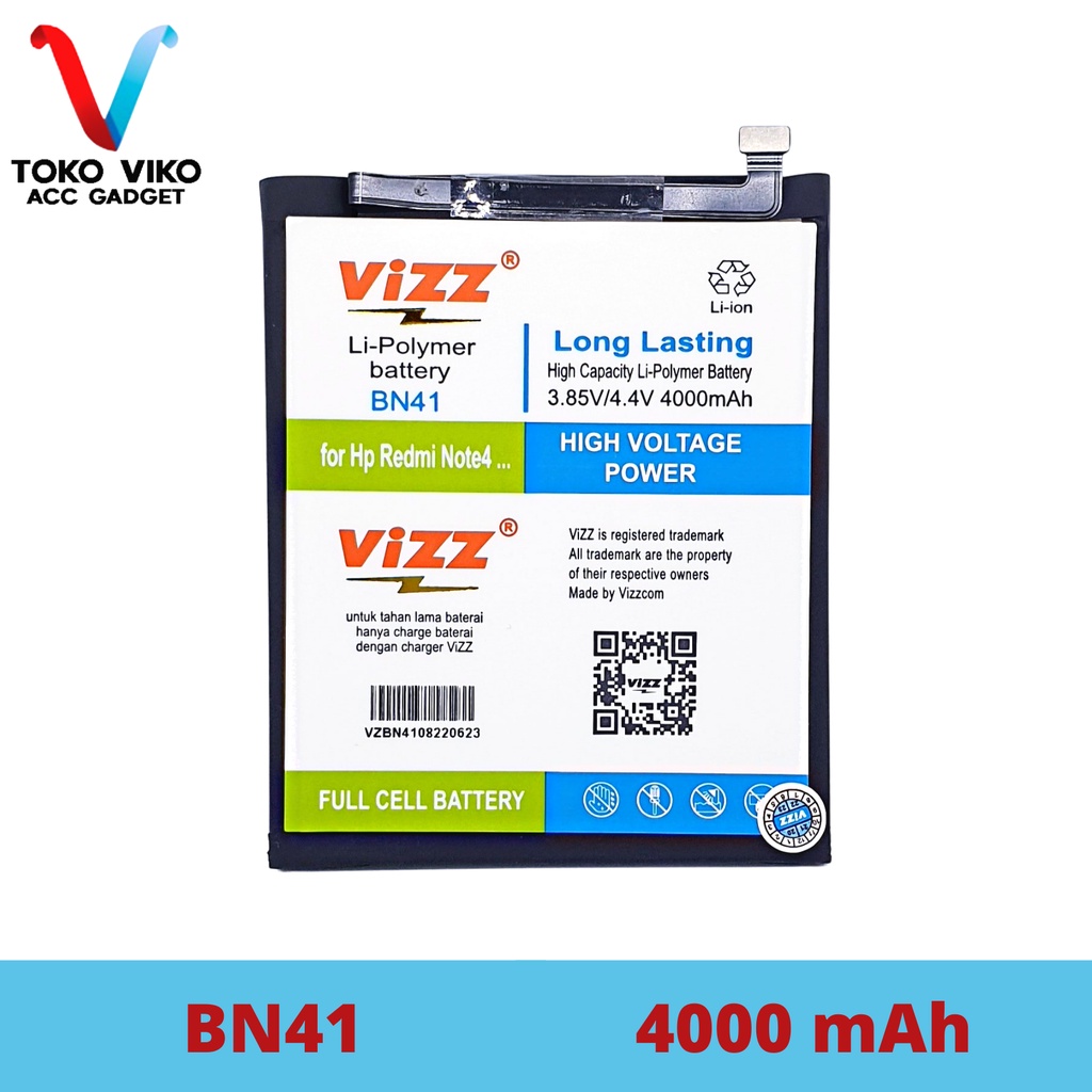 Jual Vizz Xiaomi BN41 Redmi Note 4 / Note 4X MEDIATEK Baterai Batre ...