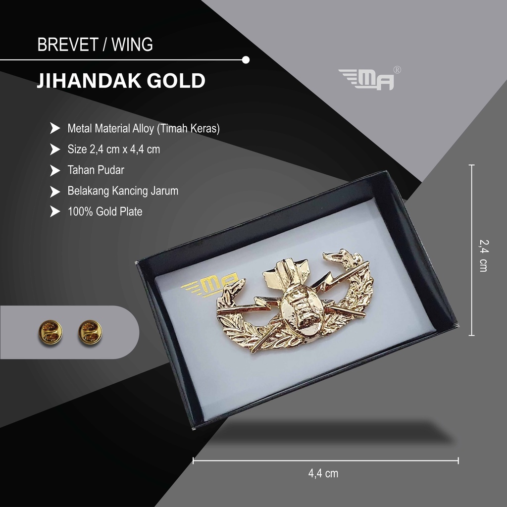 Jual Brevet Wing Jihandak Gold Brivet Pin | Shopee Indonesia