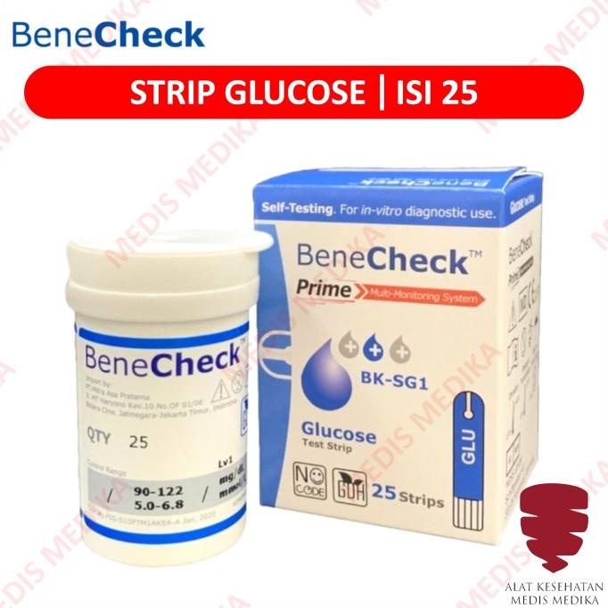 Jual Strip Glucose Isi 25 BeneCheck Test Cek Gula Darah Bene Check ...