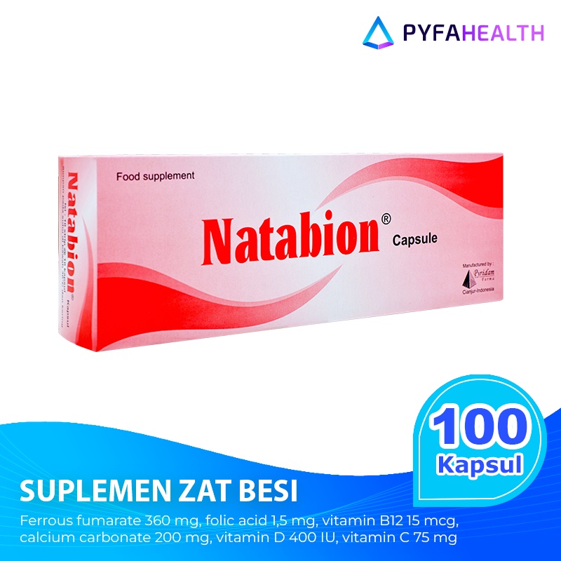 Jual Natabion Suplemen Suplementasi Vitamin Mineral Zat Besi @ 100 ...