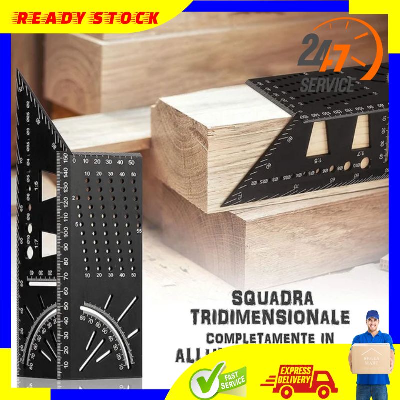 Jual BARU SM Alat Ukur Penggaris Angle Ruler Mark Line 3D Lipat Siku ...