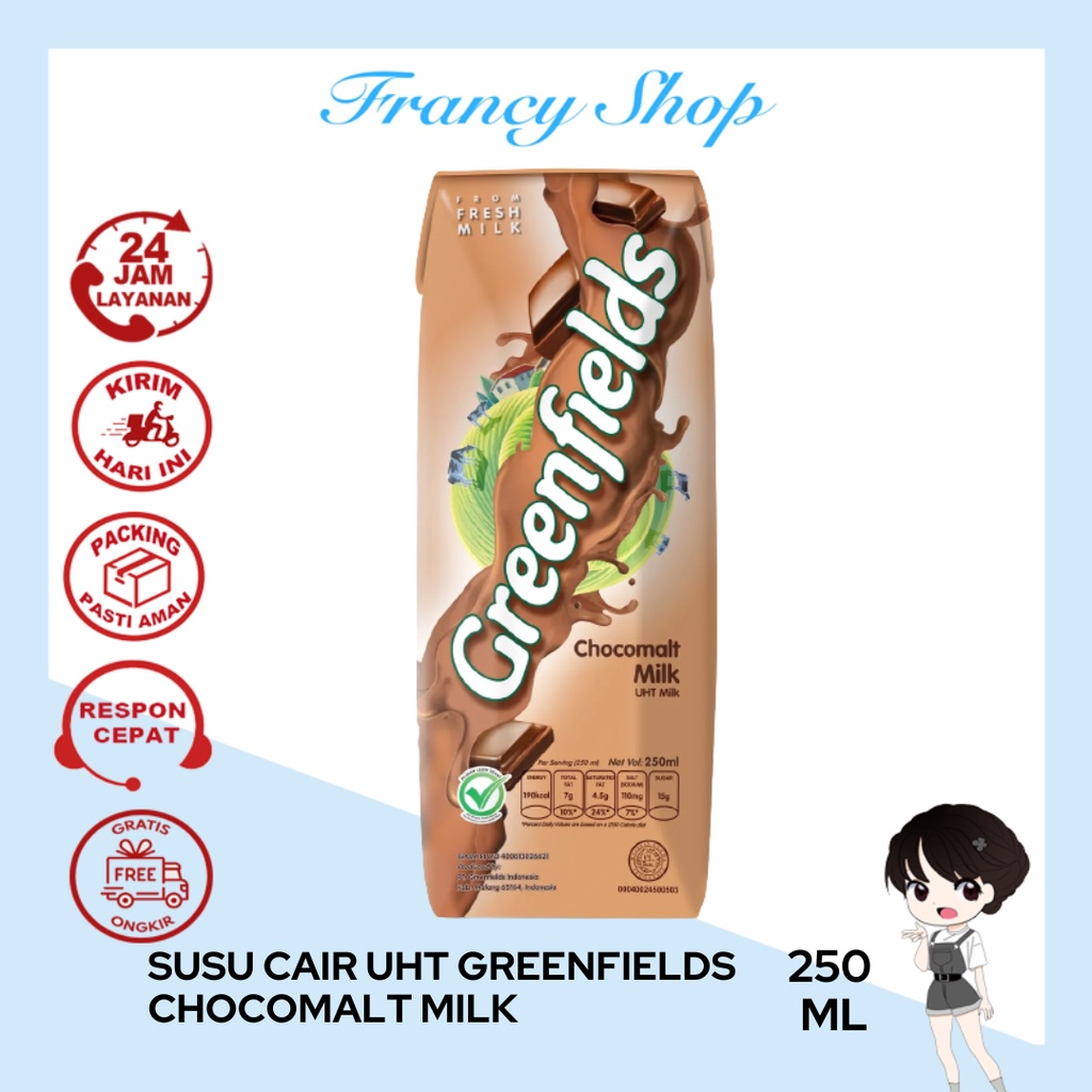 Jual Susu Cair UHT Greenfields Milk Full Cream Chocomalt Strawberry 250 ml | Shopee Indonesia