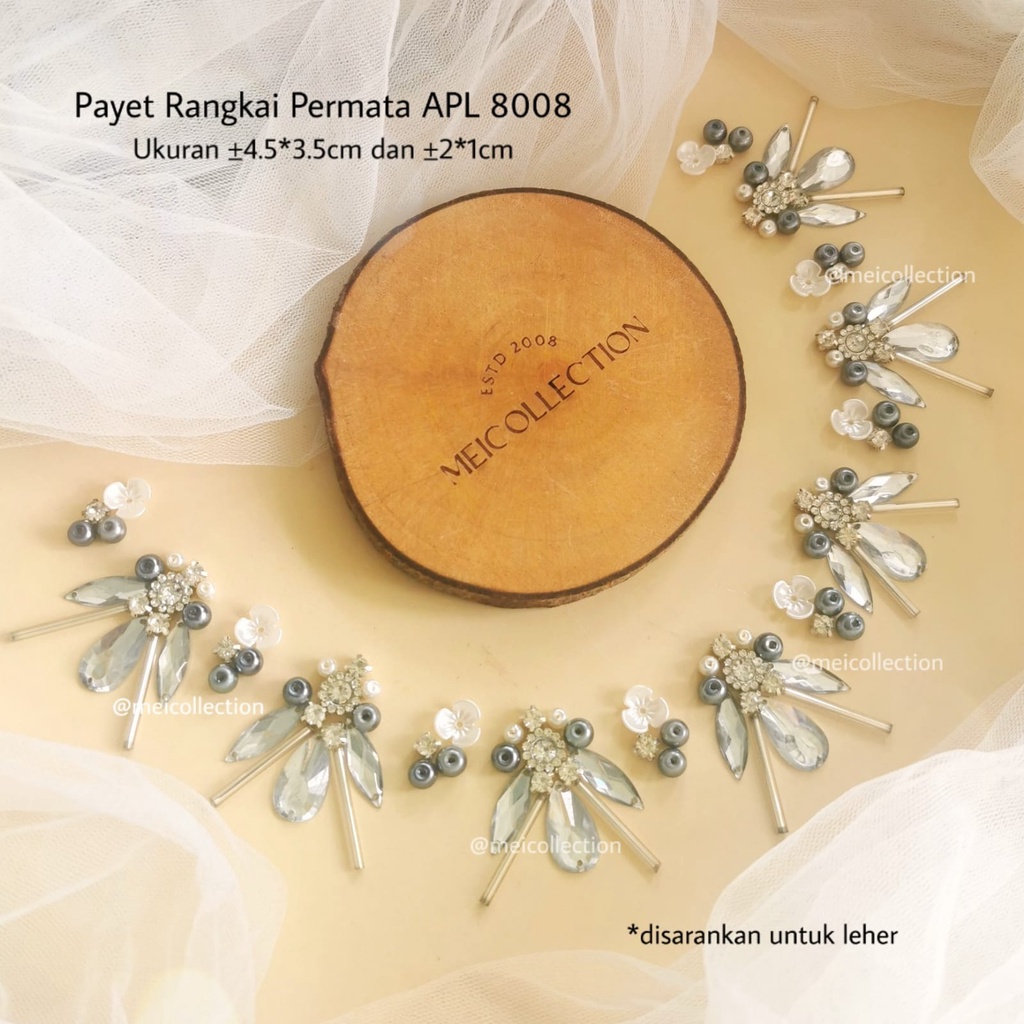 Jual Payet rangkai permata mutiara leher APL 8008 bunga 3D | Shopee ...