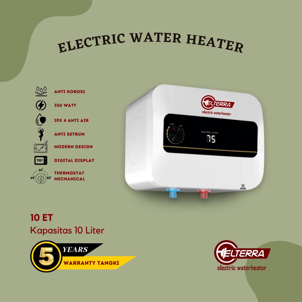 Jual harga murah water heater listrik elterra ET 10 liter pemanas air listrik untuk kamar mandi ...
