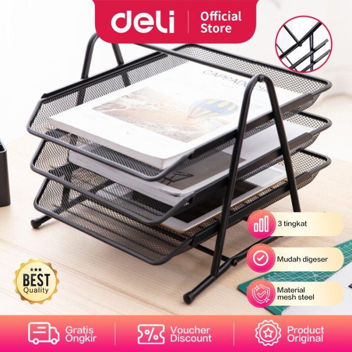 Jual Box File Deli E9181 File Tray/Tray Dokumen-3-Tier Mesh File Tray ...