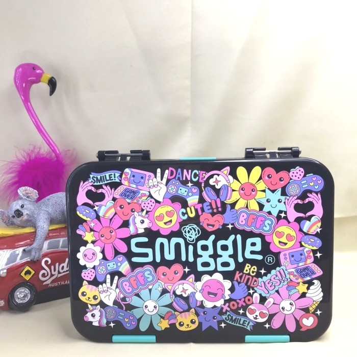 Jual SMIGGLE BENTO BOX MEDIUM FLOWER BLACK ORIGINAL - TEMPAT MAKAN ...