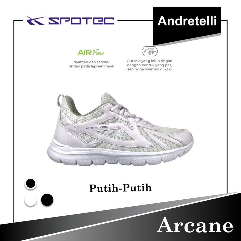 Jual SPOTEC ARCANE Sepatu Sekolah PUTIH / PUTIH | Shopee Indonesia