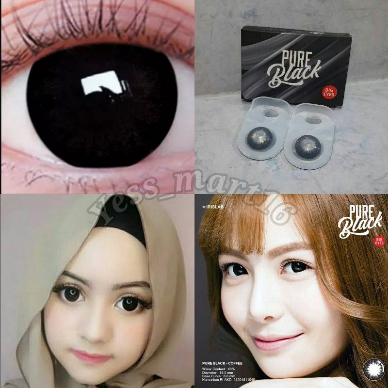 Jual Softlens Pure black big eyes 16mm kontak warna hitam | Shopee ...