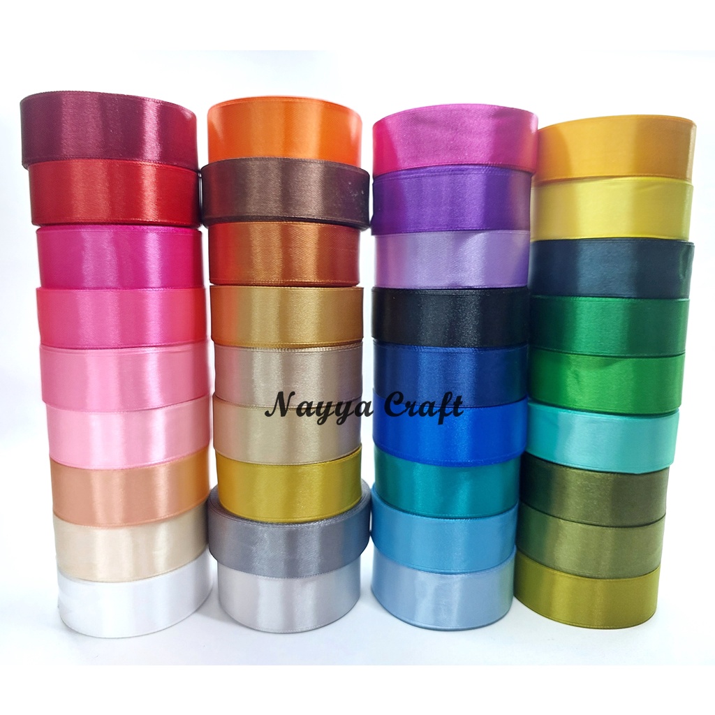 Jual Pita Satin lebar 1 inch 2.5cm Per Yard (91.44cm) Pita Buket ...