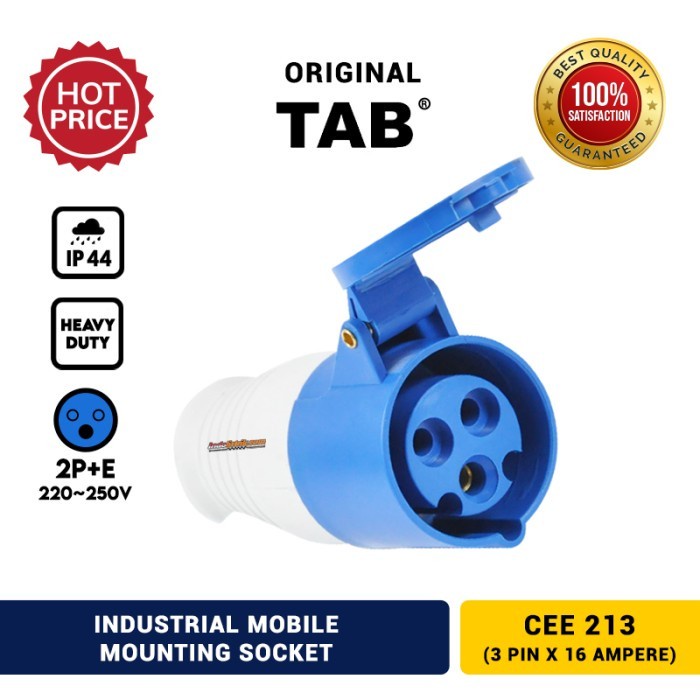 Jual Stop Kontak Genset 3 Pin 16A CEE 213 TAB Industrial Mobile Socket ...