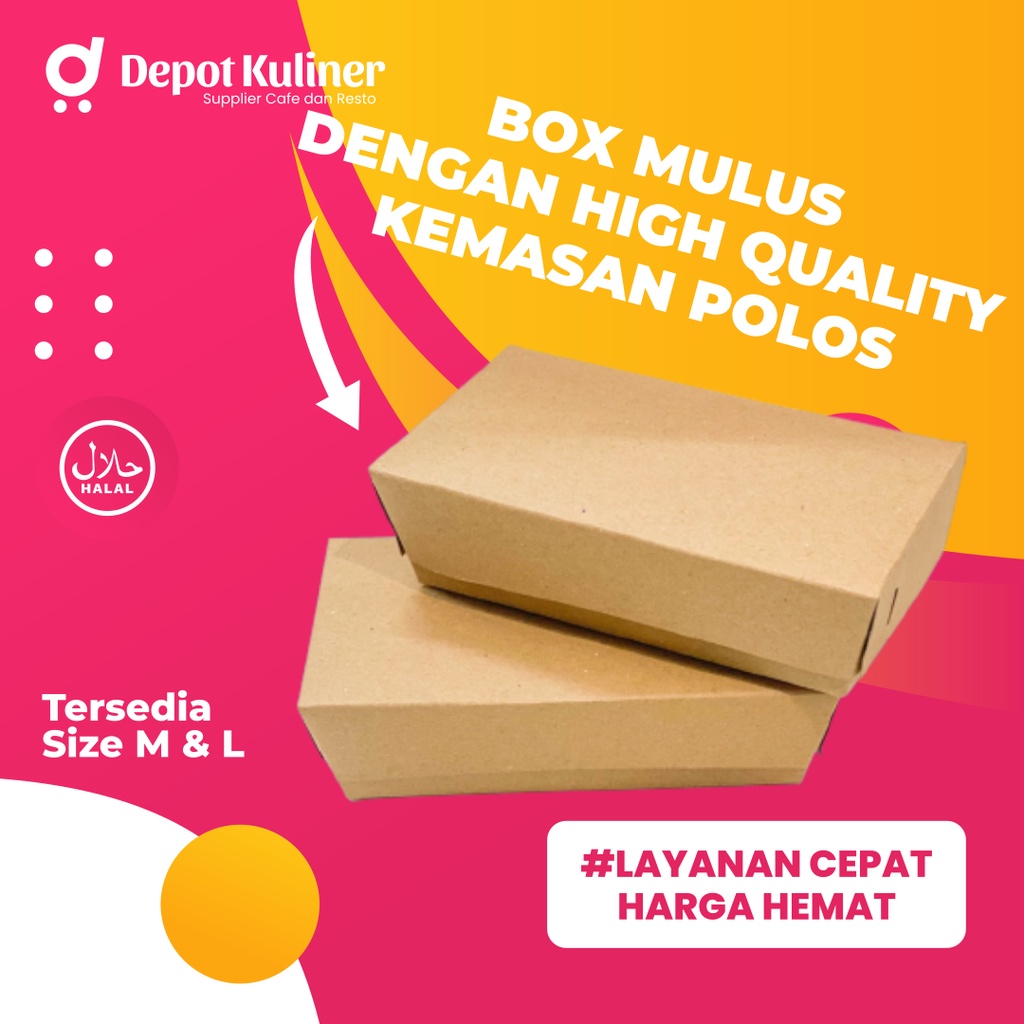 Jual Brown Paper Craft Lunch Box Size M dan L Lembaran / Lipatan ...