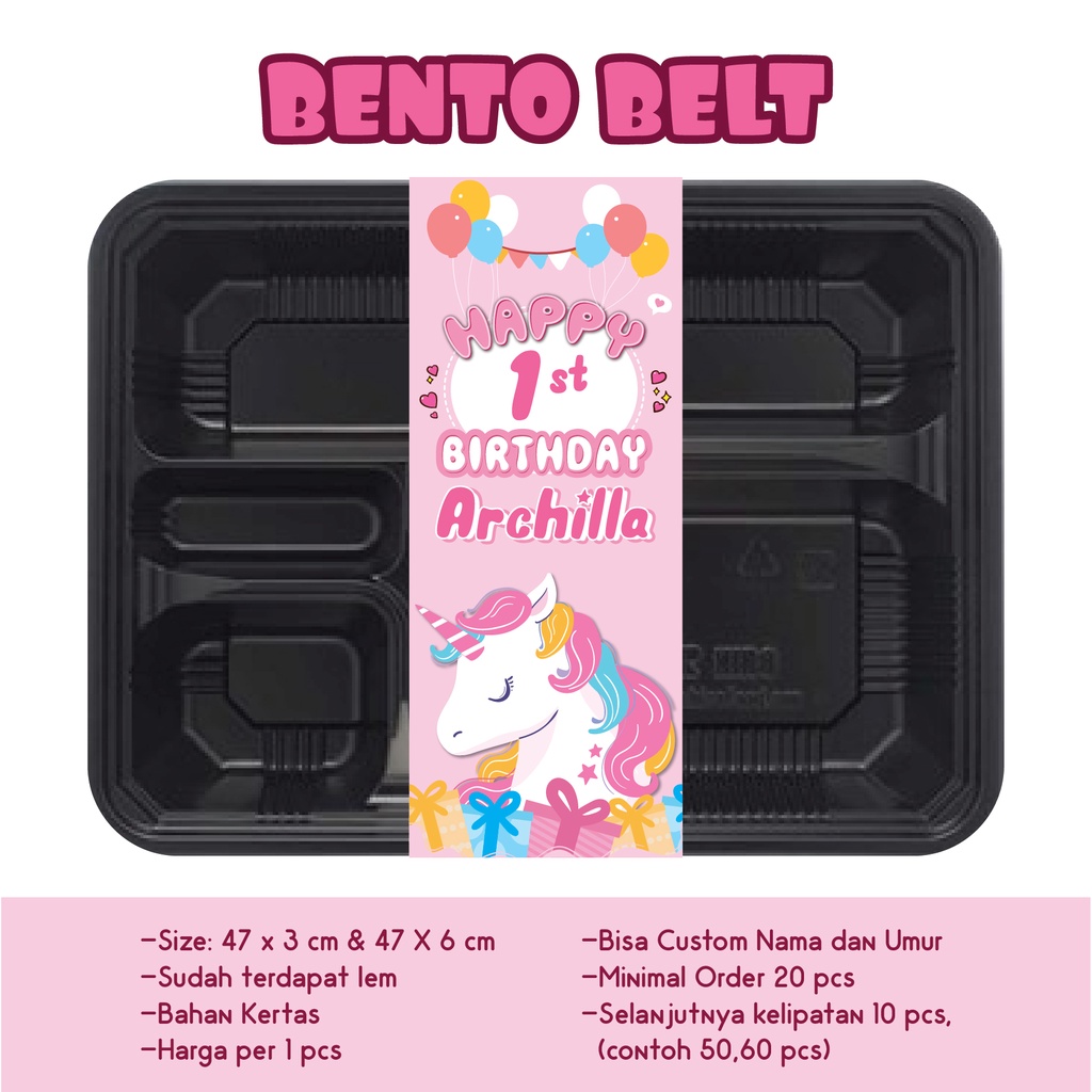 Jual BENTO BELT UNICORN CUSTOM NAMA UMUR GAMBAR PAPER BELT HIASAN ...